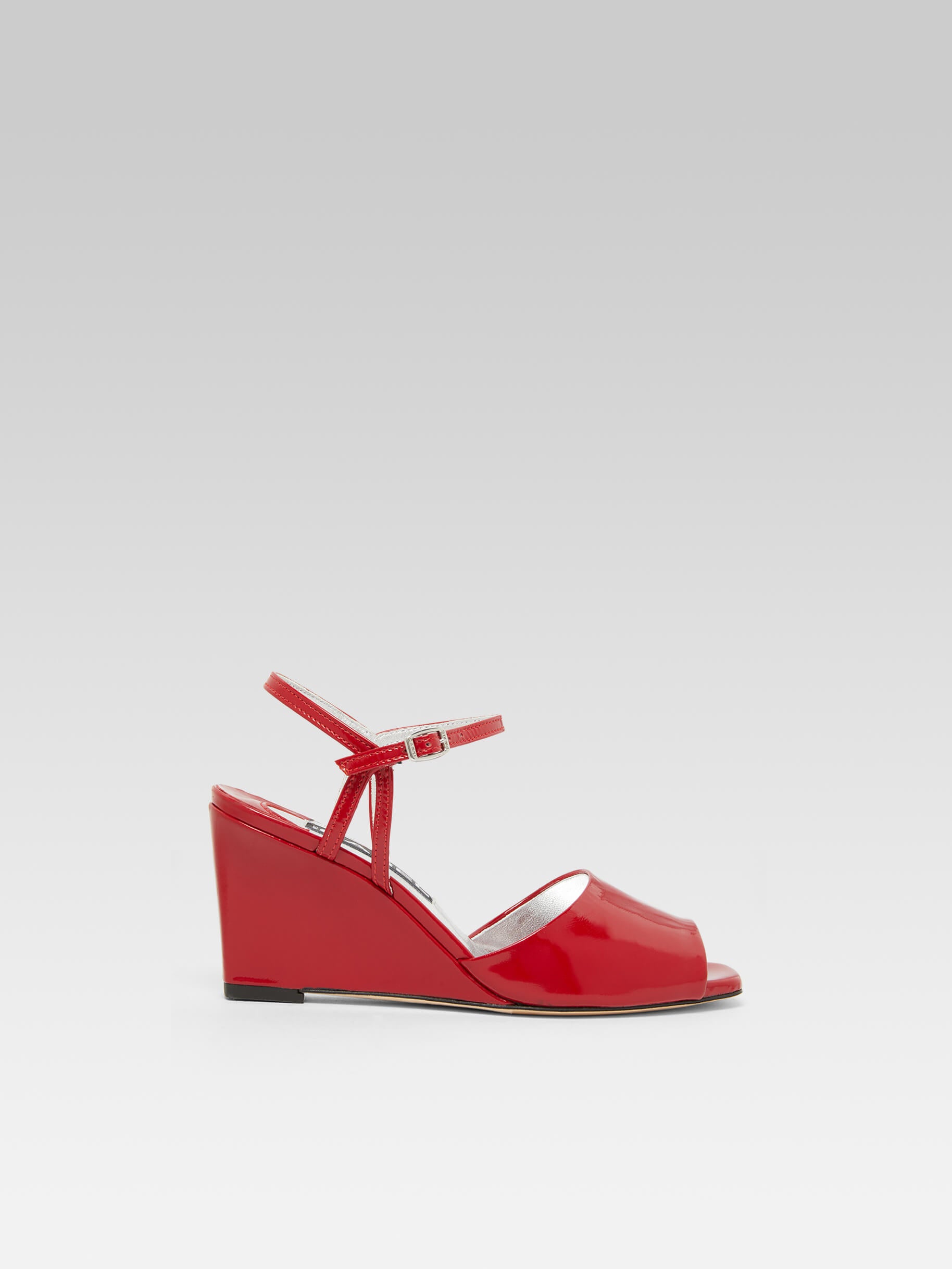 Nadine - Red patent leather wedge sandals | Carel Paris